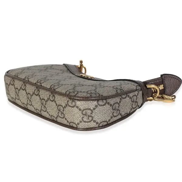 Gucci Beige Gg Supreme Canvas Textured Dollar Calfskin Ophidia Chain Bag