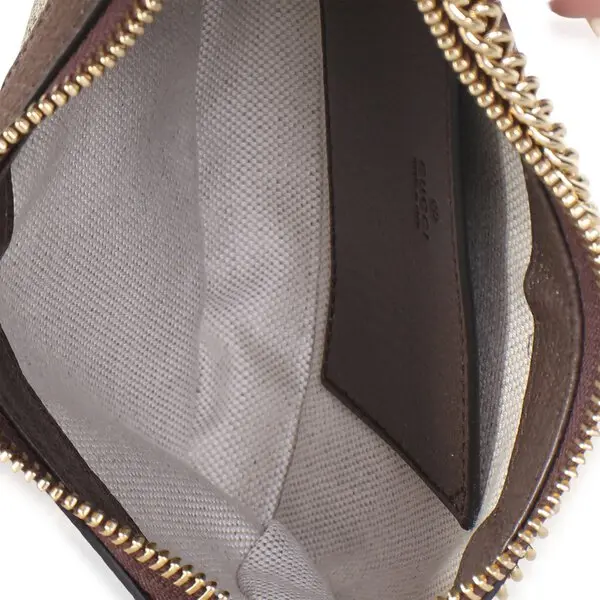 Gucci Beige Gg Supreme Canvas Textured Dollar Calfskin Ophidia Chain Bag