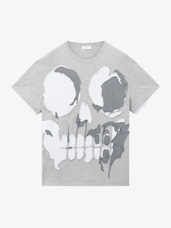 Alexander McQueen Skull Applique T-shirt - Light Grey
