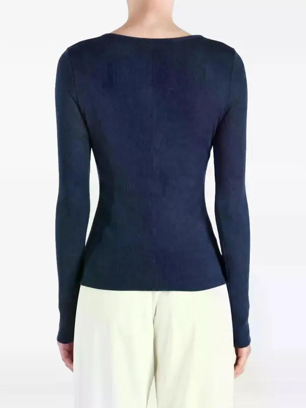 AMOMENTO Long-sleeve Boat-neck Top