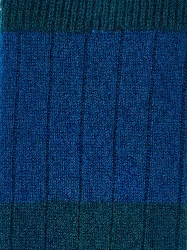 Paul Smith Navy And Teal Cashmere-blend Stripe Ribbed