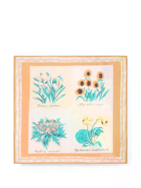 Paul Smith Ecru 'floral Scarf' Print Pocket Square