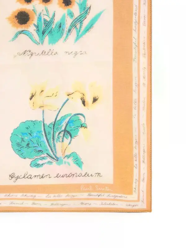 Paul Smith Ecru 'floral Scarf' Print Pocket Square