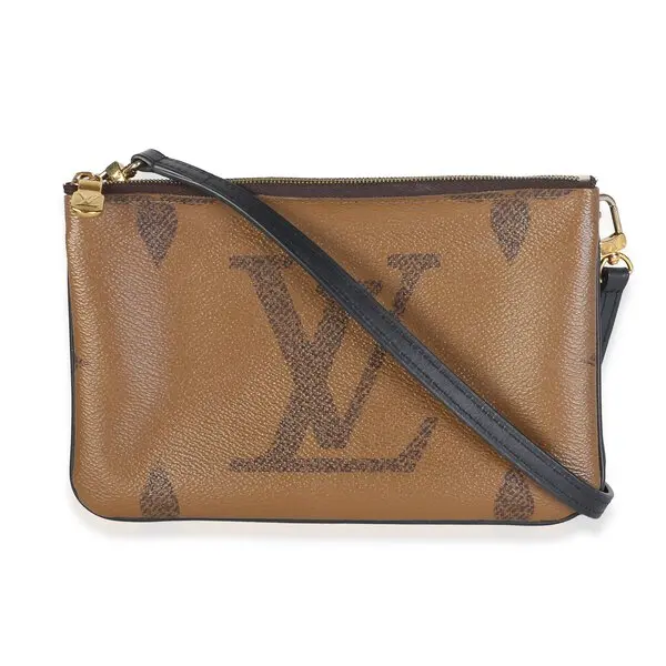 LOUIS VUITTON Giant Monogram Reverse Canvas Double Zip Pochette - Brown