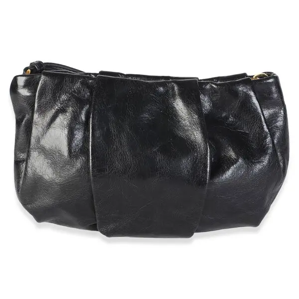 Prada Vitello Shine Pleated Bow Wristlet Clutch