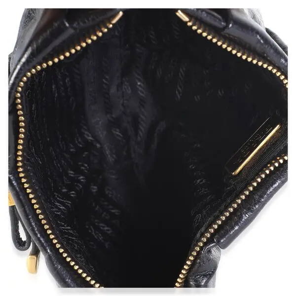 Prada Vitello Shine Pleated Bow Wristlet Clutch