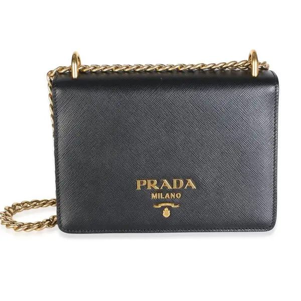 Prada Saffiano Logo Chain Flap Bag