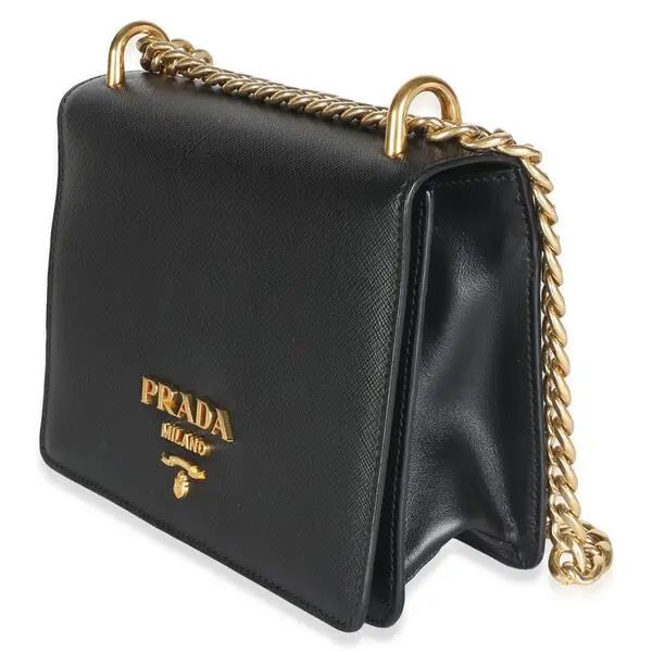Prada Saffiano Logo Chain Flap Bag