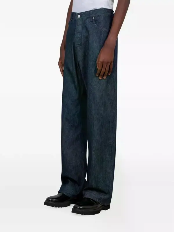 ANOTHER ASPECT Striped Straight-leg Jeans
