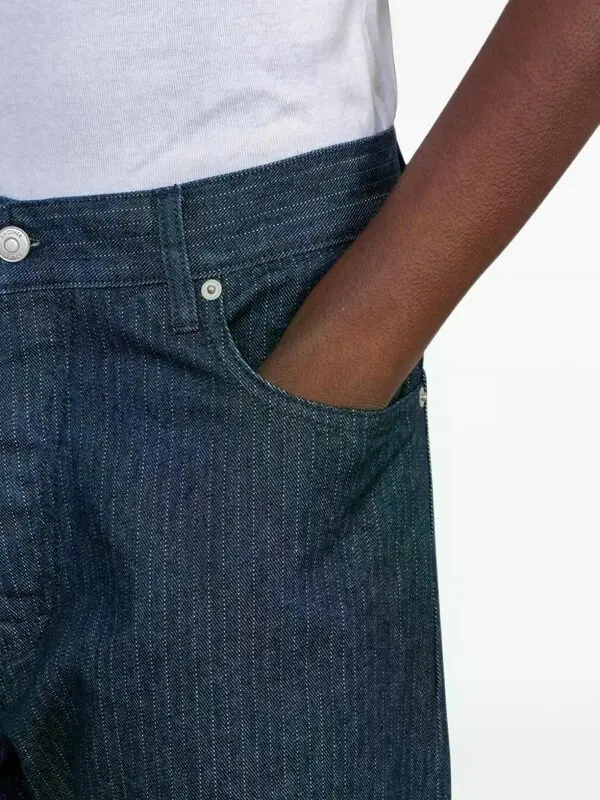ANOTHER ASPECT Striped Straight-leg Jeans