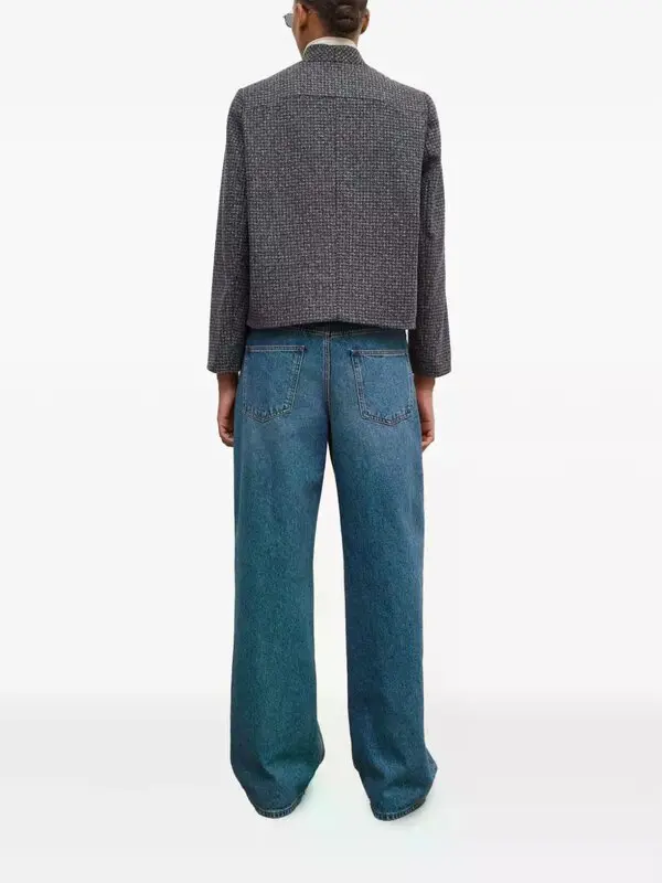 HOUSE OF DAGMAR Houndstooth-wool Curved Jacket