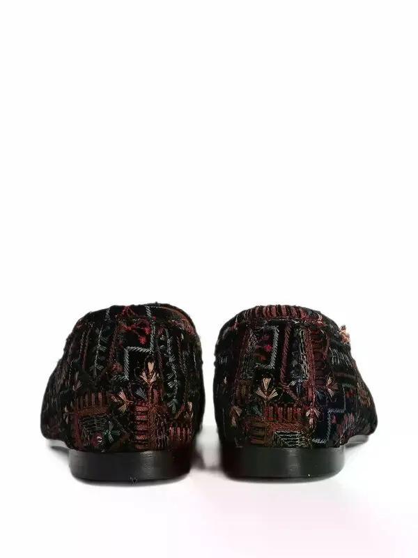 ANNIEL Embroidered Velvet Loafers