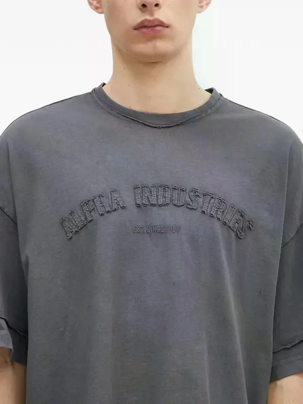 Alpha Industries Logo-embroidered Raw-edge T-shirt