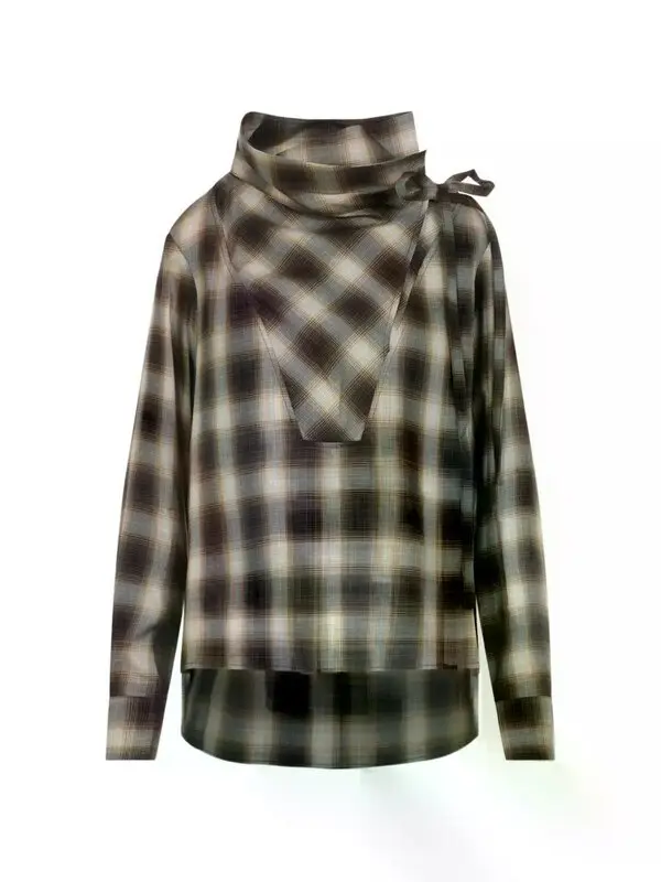 Co Check-pattern Bow-detail Top