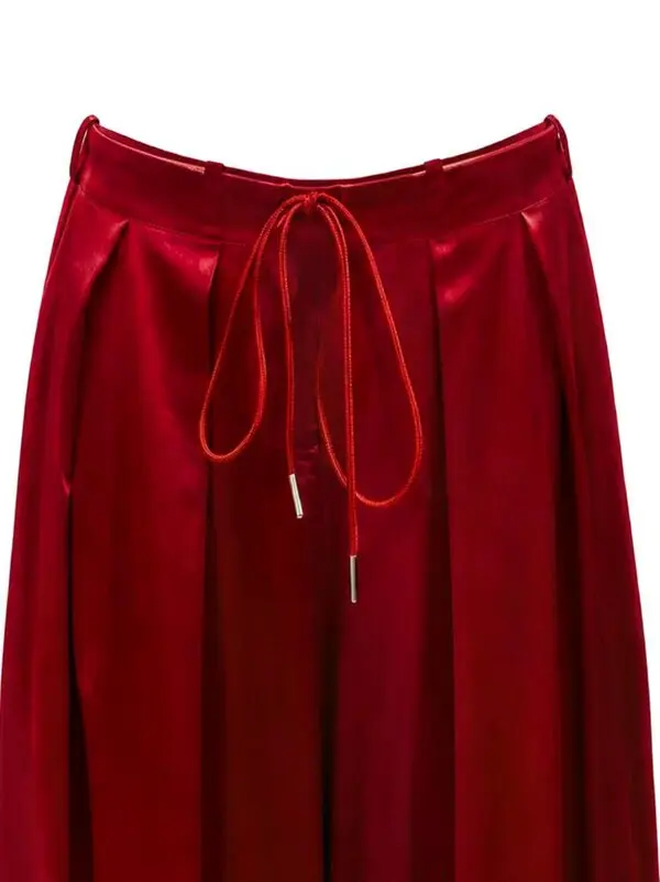 DANAME Pleated Drawstring Palazzo Pants