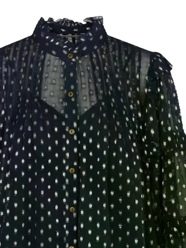 MAISON HOTEL Simona Ruffled Polka-dot Blouse