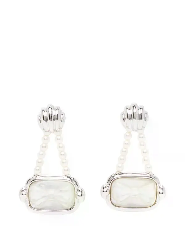 SHUSHU/TONG Bow-motif Faux-pearl Drop Earrings - Silver