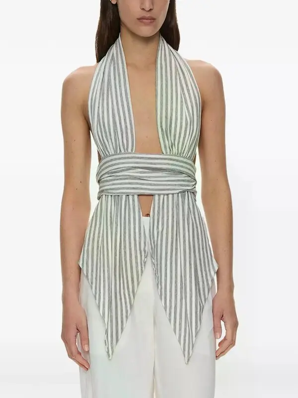 Christopher Esber Striped Draped Halter Top