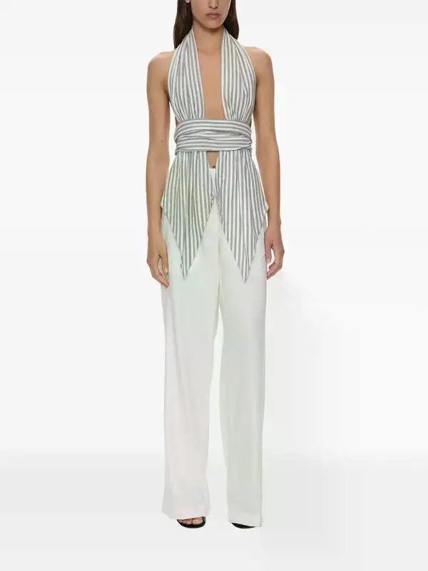 Christopher Esber Striped Draped Halter Top