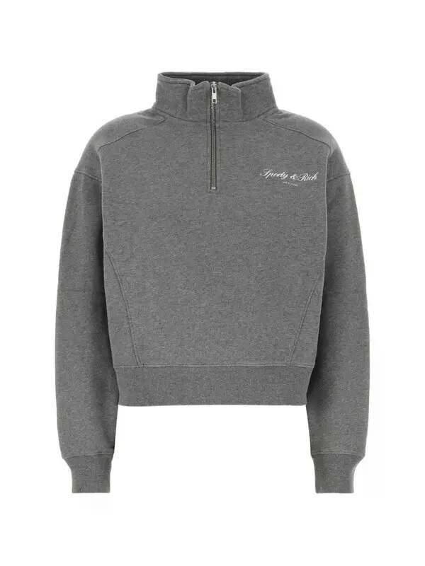 Sporty & Rich Logo-print Quarter-zip Sweatshirt