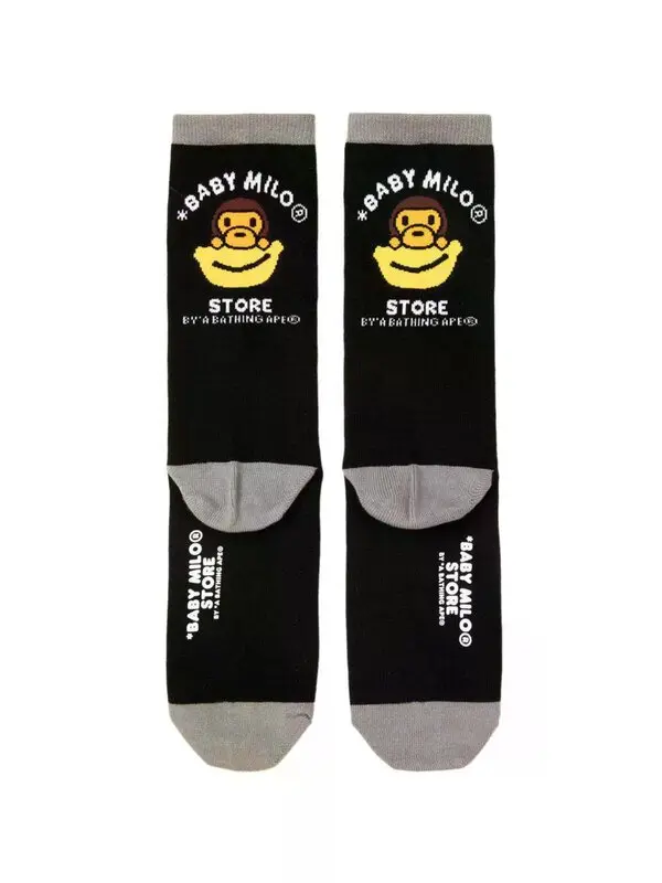A BATHING APE Baby Milo Graphic-print Socks - Black