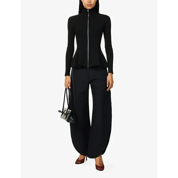 Alaïa Petal Curved-leg Wool Denim Trousers