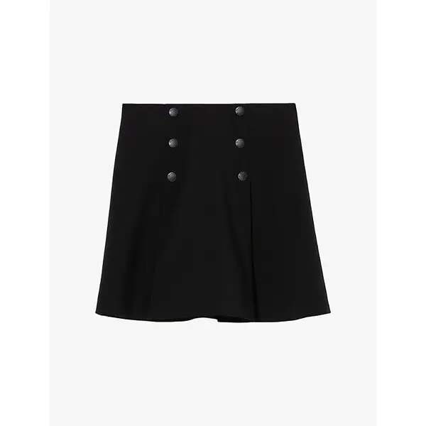 Claudie Pierlot Flared Button-down Stretch-woven Mini Skirt - Black