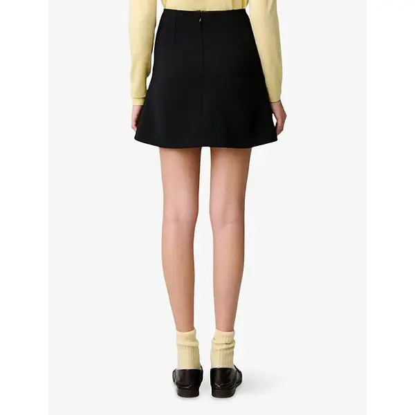Claudie Pierlot Flared Button-down Stretch-woven Mini Skirt