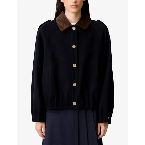 Claudie Pierlot Oversized Contrast-collar Wool-blend Jacket