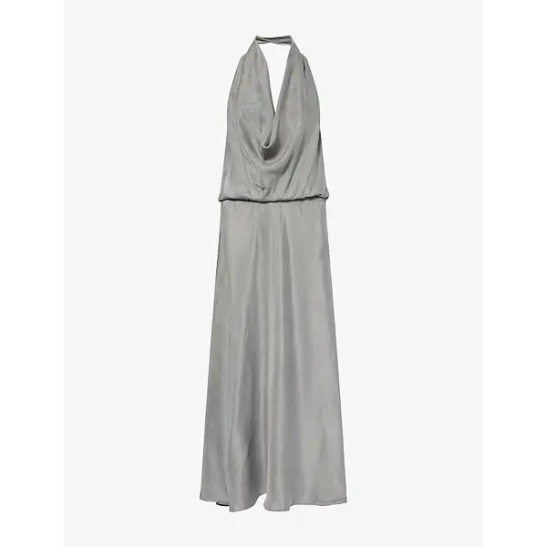 Dissh Adele Cowl-neck Cupro-blend Midi Dress