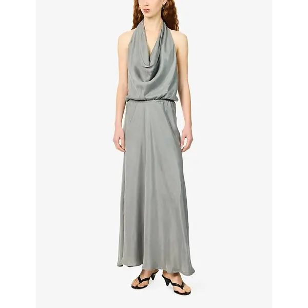 Dissh Adele Cowl-neck Cupro-blend Midi Dress