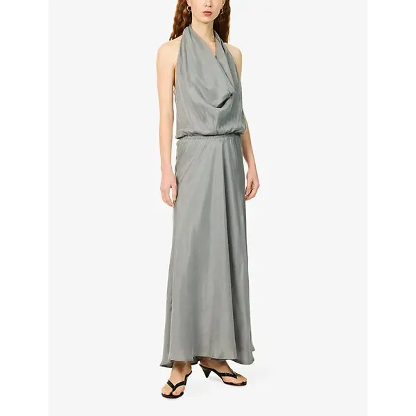 Dissh Adele Cowl-neck Cupro-blend Midi Dress