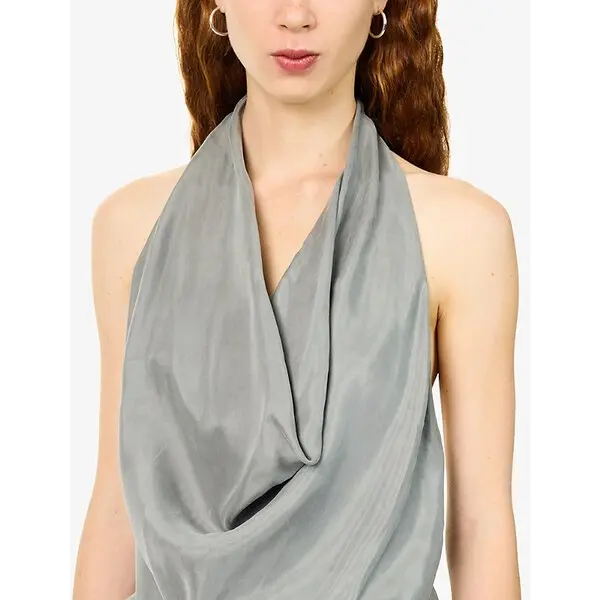 Dissh Adele Cowl-neck Cupro-blend Midi Dress