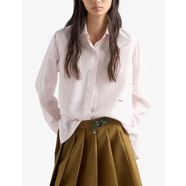 Prada Neck-tie Silk Shirt