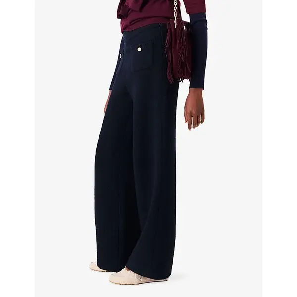 Maje Flared High-rise Stretch-woven Trousers