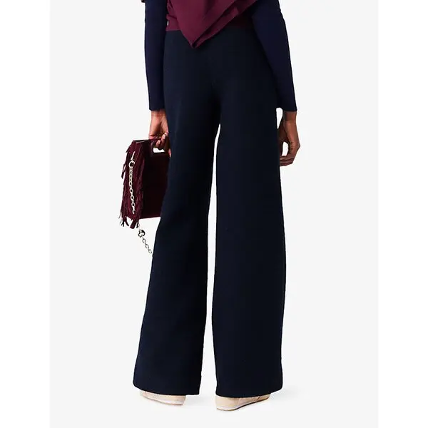 Maje Flared High-rise Stretch-woven Trousers