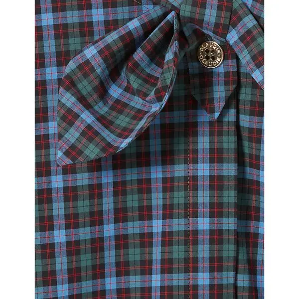 Claudie Pierlot Checked Tie-neck Cotton Blouse