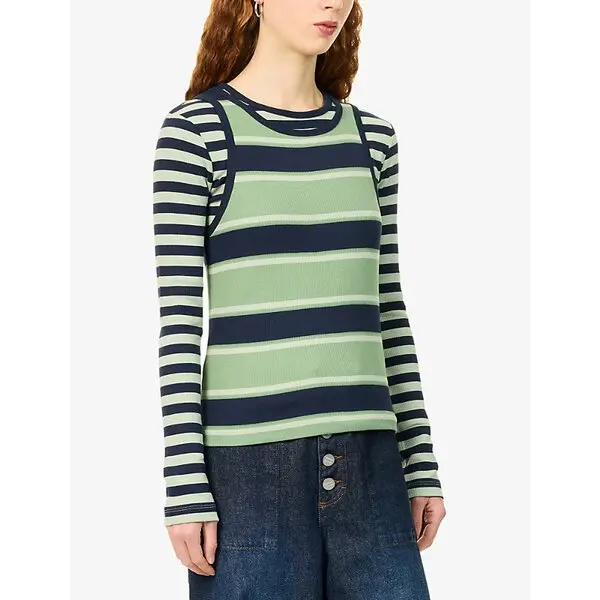 DAMSON MADDER Manon Layered 2 In 1 Cotton And Modal-blend Top