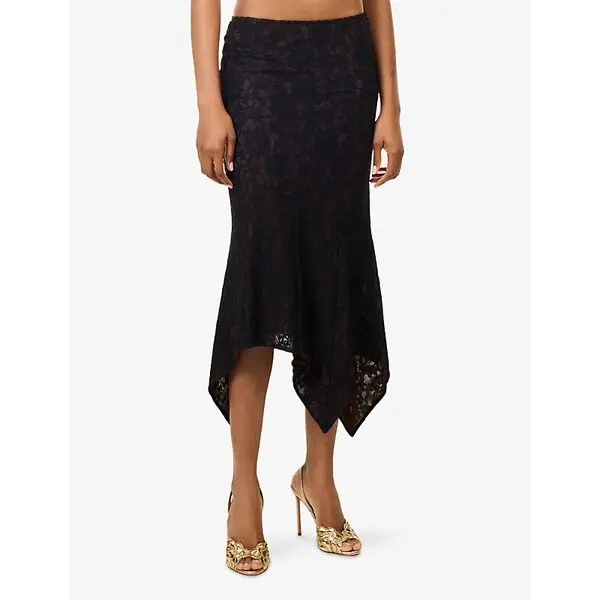 DE LA VALI Faela Lace Midi Skirt