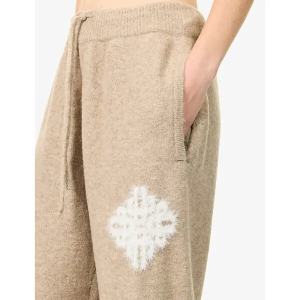 THE COUTURE CLUB Fluffy Relaxed-fit Knitted Jogging Bottoms