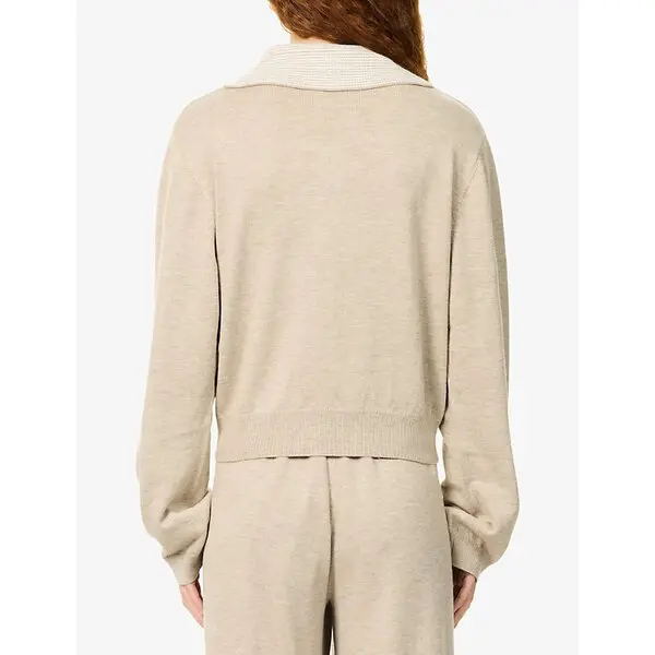 THE COUTURE CLUB Long-sleeve Knitted Polo Top - Beige