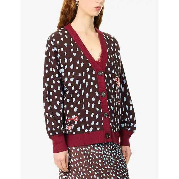 NEVER FULLY DRESSED Deer-pattern Knitted Cardigan