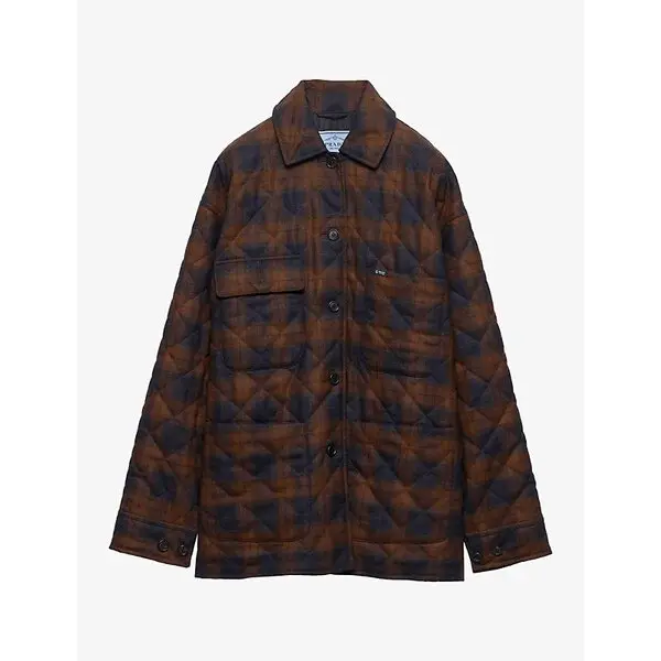 Prada Quilted Check Wool Caban Jacket