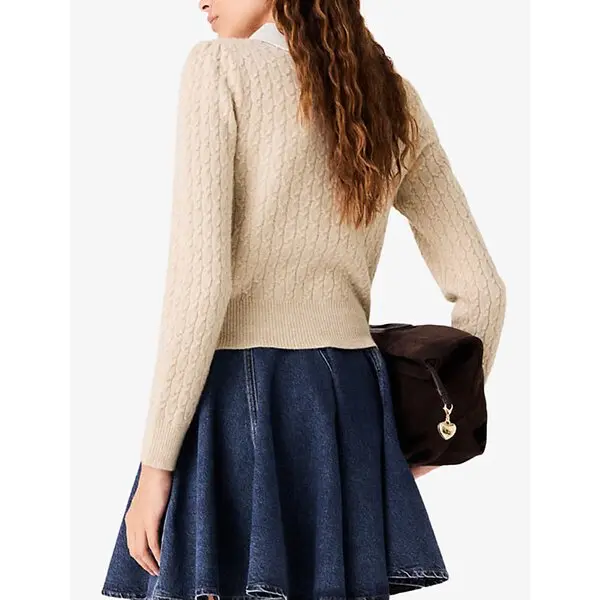 Maje Cable Removable-collar Wool And Cashmere Jumper