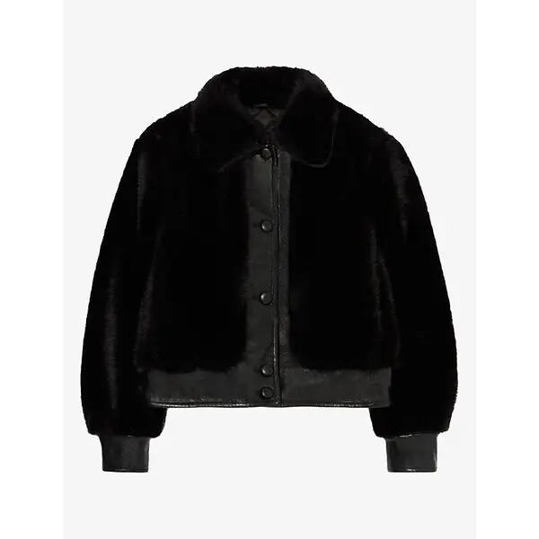Claudie Pierlot Collared Button-down Faux-fur Jacket