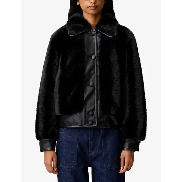 Claudie Pierlot Collared Button-down Faux-fur Jacket