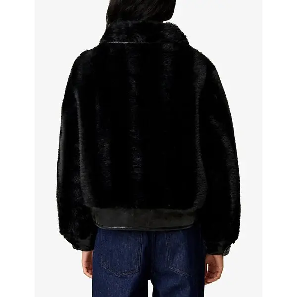 Claudie Pierlot Collared Button-down Faux-fur Jacket