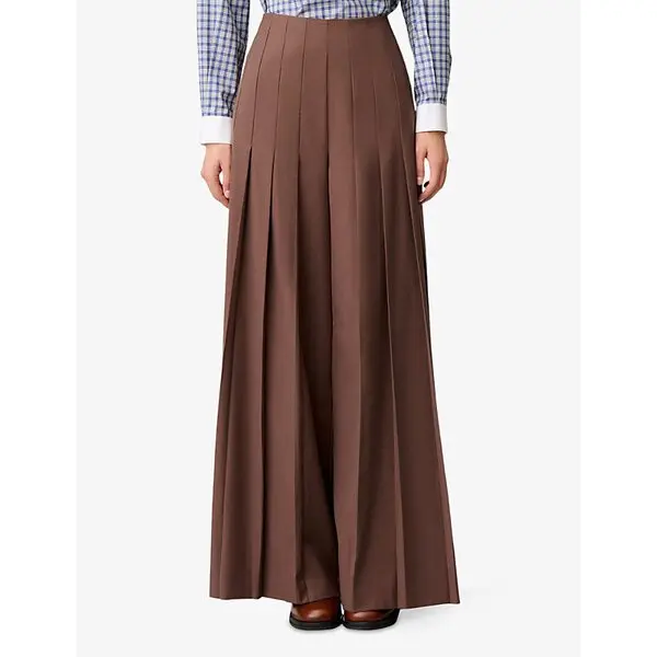Claudie Pierlot Wide Straight-leg Wool-blend Trousers