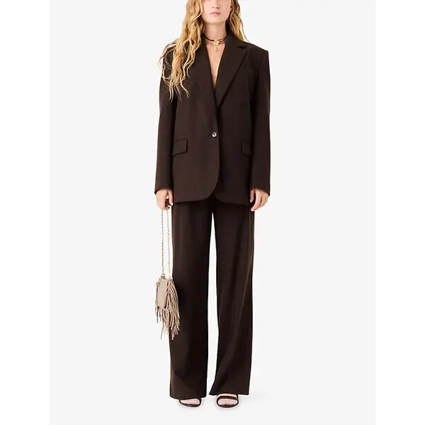 Maje Rhinestone Woven Suit Jacket