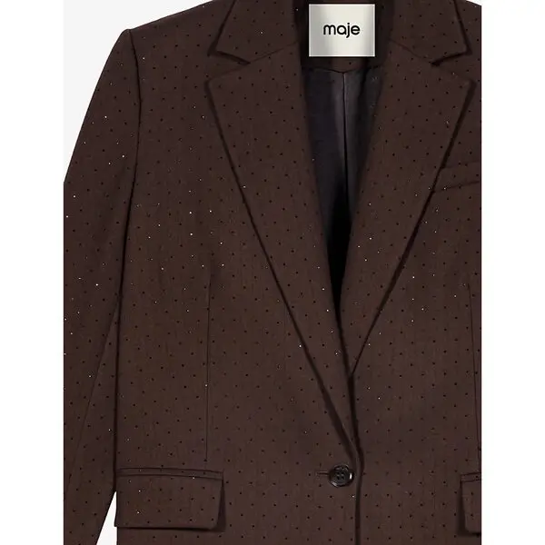 Maje Rhinestone Woven Suit Jacket